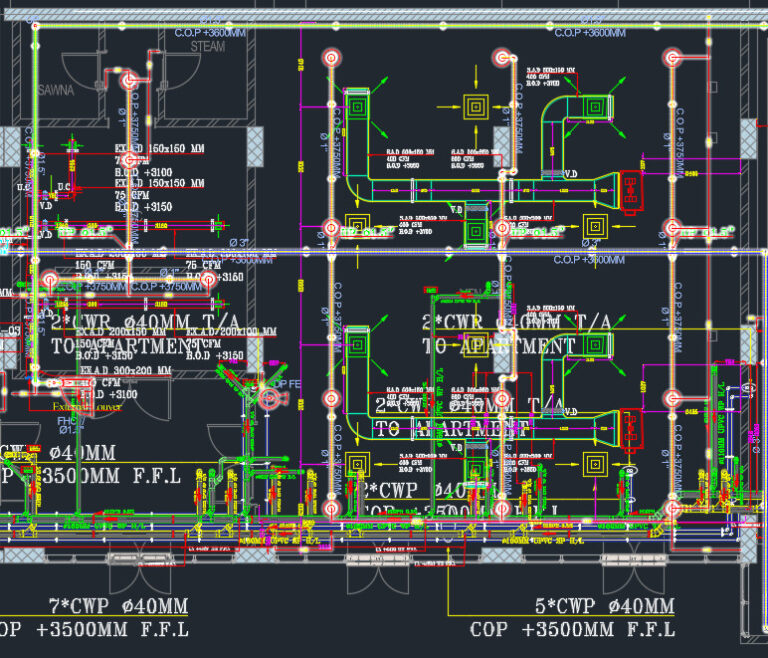Composite MEP Shop Drawing with Sections Free Download
