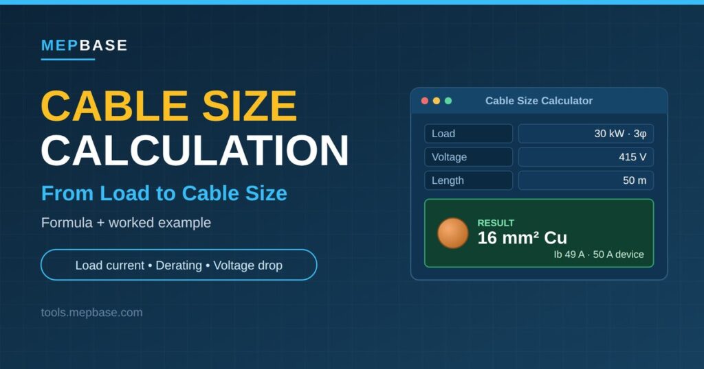 Cable Size Calculation: Formula + Example | MEPBase