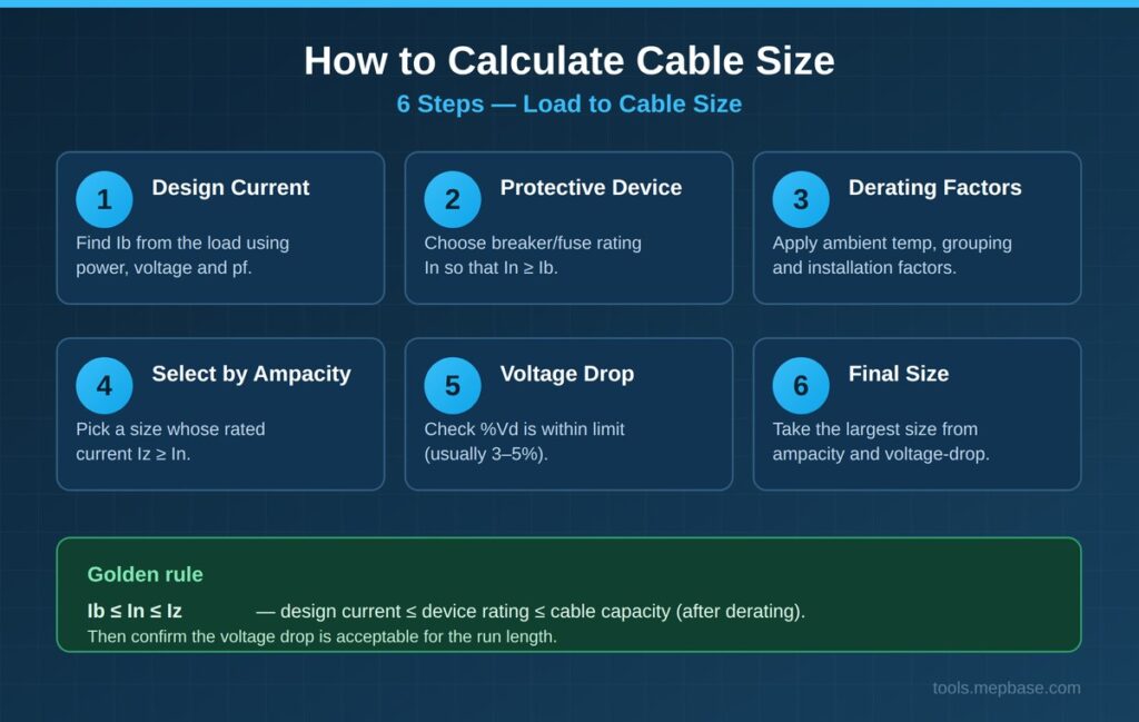 Cable Size Calculation: Formula + Example | MEPBase