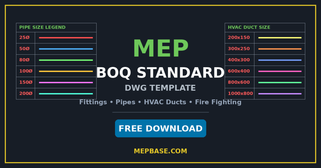 MEP BOQ Standard DWG Free Download | Quantity Take-Off Template AutoCAD