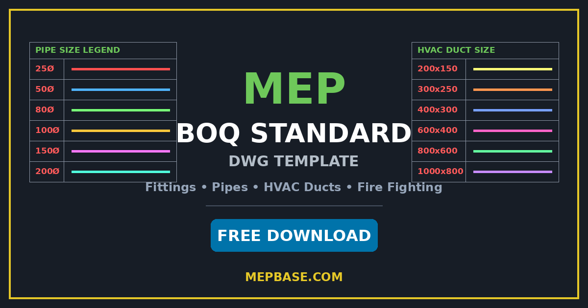 MEP BOQ Standard DWG Free Download | Quantity Take-Off Template AutoCAD